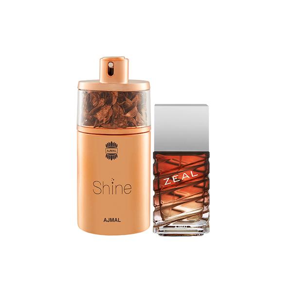 Buy Ajmal Shine EDP Floral Powdery Perfume And Zeal EDP Aquatic Woody ...