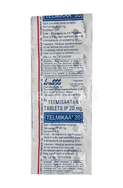 Telmikaa 20mg Tablet 10'S : Price, Uses, Side Effects | Netmeds