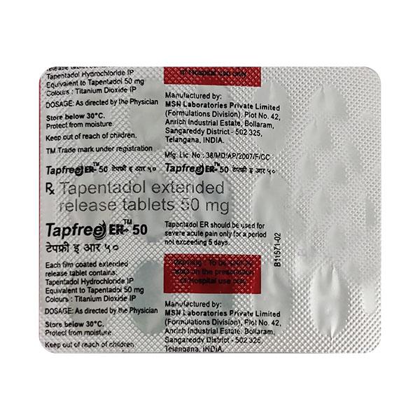 TAPFREE ER 50 Tablet 15's - Price, Uses, Side Effects, and Substitutes ...