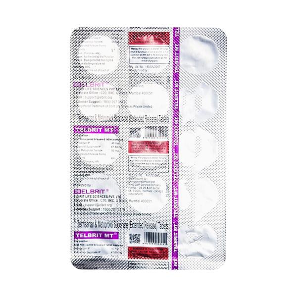 Buy TELBRIT MT Tablet 15's Online | Netmeds