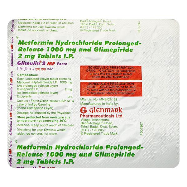 Glimulin 2Mf Forte Tablet 15'S : Price, Uses, Side Effects | Netmeds