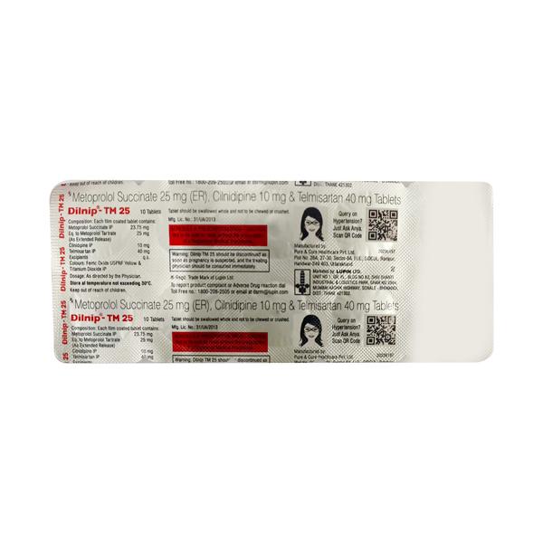 Buy DILNIP TM 25 Tablet 10's Online at Upto 25% OFF | Netmeds