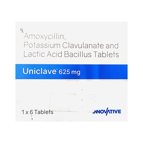UNICLAVE 625mg Tablet 6's Price, Uses, Side effects, Substitutes | Netmeds