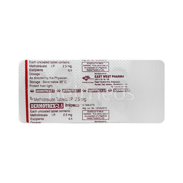 Dermotrex 2.5mg Tablet 10'S : Uses, Side Effects, Price | Netmeds