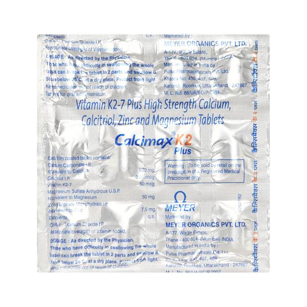 Buy Calcimax K2 Plus Tablet 15'S Online at Upto 25% OFF | Netmeds