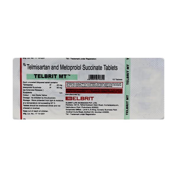 TELBRIT MT 50mg Tablet 10's : Price, Uses, Side Effects | Netmeds