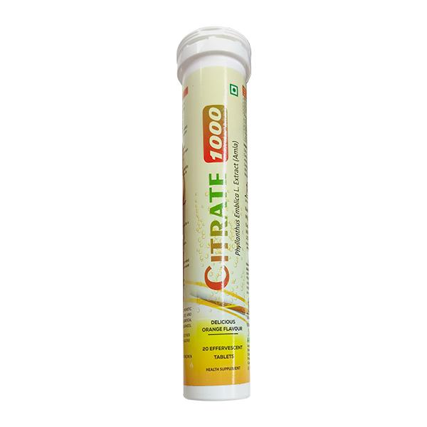 CITRATE 1000 DELICIOUS ORANGE FLAVOUR Effervescent Tablet 20's - Buy ...