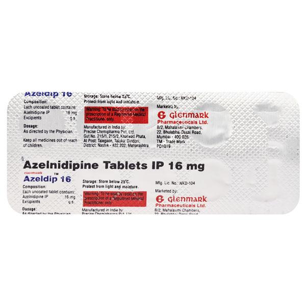 AZELDIP 16 Tablet 10's Price, Uses, Side effects, Substitutes | Netmeds