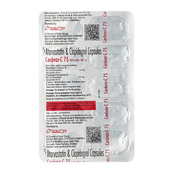 CORAVAS C 75 Capsule 10's Price, Uses, Side effects, Substitutes | Netmeds