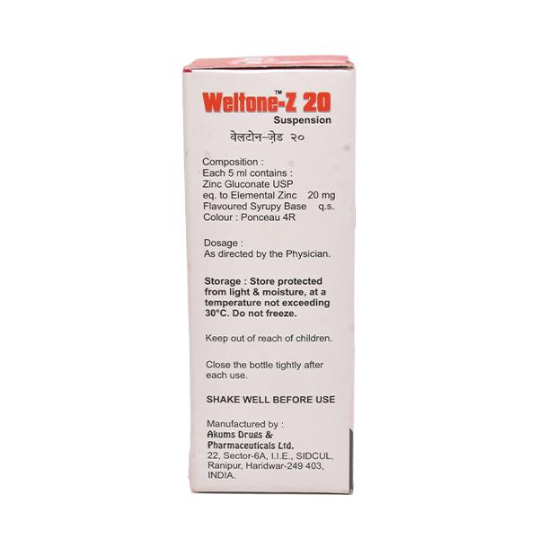 Weltone Z 20mg Suspension 60ml Price, Uses, Side effects, Substitutes ...