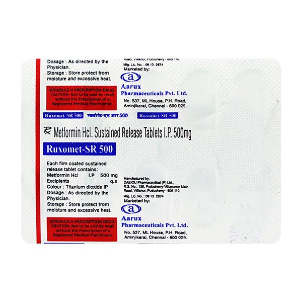 RUXOMET SR 500 Tablet 10's : Price, Uses, Side Effects | Netmeds