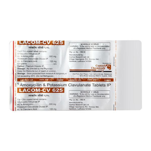 Lacom CV 625mg Tablet 10'S Price, Uses, Side effects, Substitutes | Netmeds