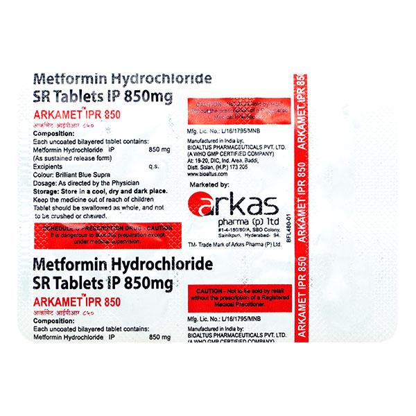Buy Arkamet Ipr 850mg Tablet 10'S Online at Upto 25% OFF | Netmeds