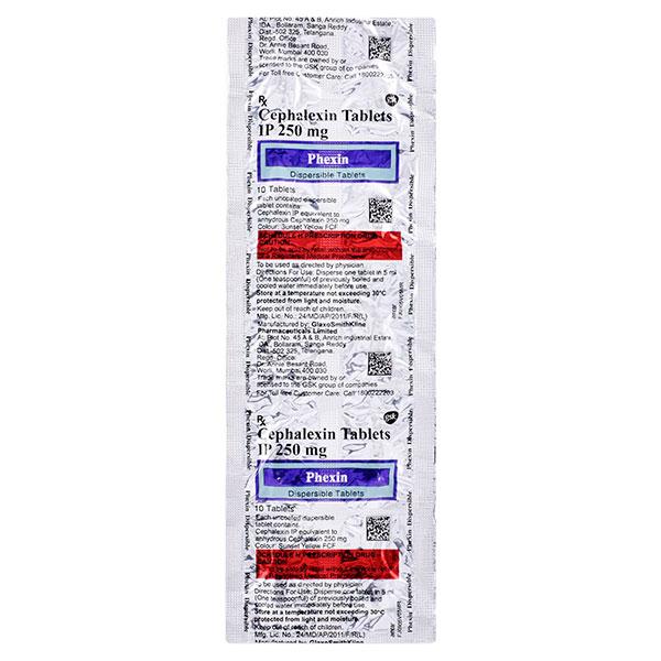 PHEXIN 250mg Dispersible Tablet 10's Price, Uses, Side effects ...