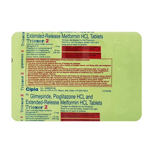 Triexer 2mg Tablet 10'S : Price, Uses, Side Effects | Netmeds