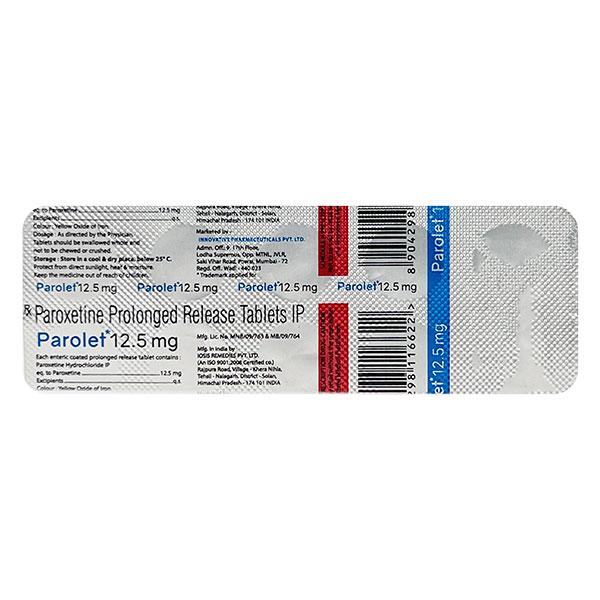 PAROLET 12.5mg Tablet 10's : Price, Uses, Side Effects | Netmeds