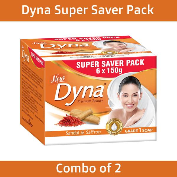 Buy Dyna Premium Beauty Soap - Sandal & Saffron (Pack of 6 x 150 gm ...
