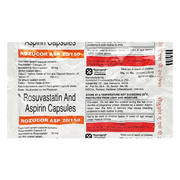 Buy ROZUCOR ASP 20/150mg Capsule 10's Online at Upto 25% OFF | Netmeds