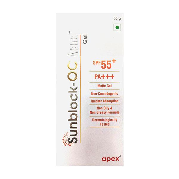 Buy SUNBLOCK OC ACNE SPF55+ PA+++ MATTE Gel 50g Online | Netmeds