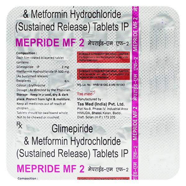 MEPRIDE MF 2mg Tablet 15's Price, Uses, Side effects, Substitutes | Netmeds