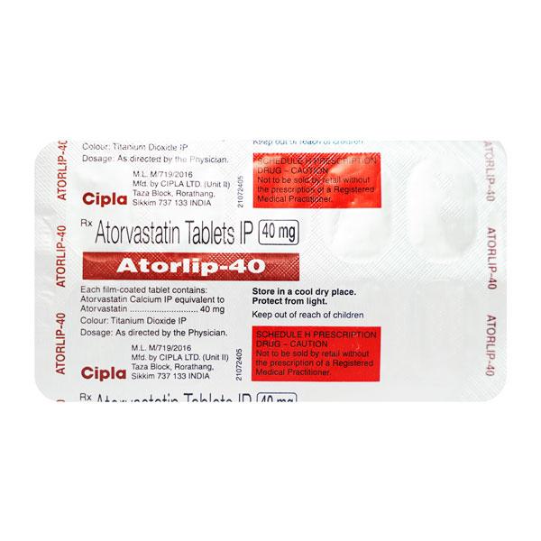 Buy Atorlip 40mg Tablet 10'S Online at Upto 25% OFF | Netmeds