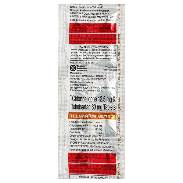 Telsar CH 80/12.5mg Tablet 10'S : Price, Uses, Side Effects | Netmeds