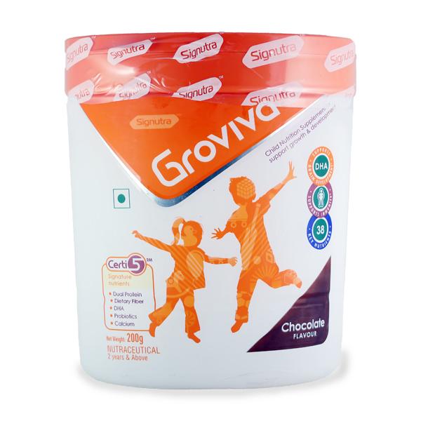 Groviva Age 2+ Chocolate Flavour Powder 200 Gm - Nutritional Supplement ...