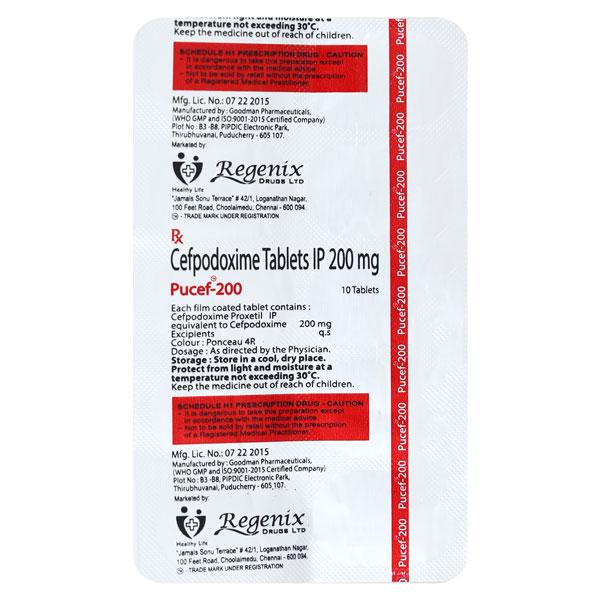 PUCEF 200mg Tablet 10's : Price, Uses, Side Effects | Netmeds