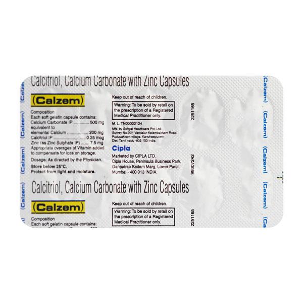 Calzem Capsule 10'S Price, Uses, Side effects, Substitutes | Netmeds