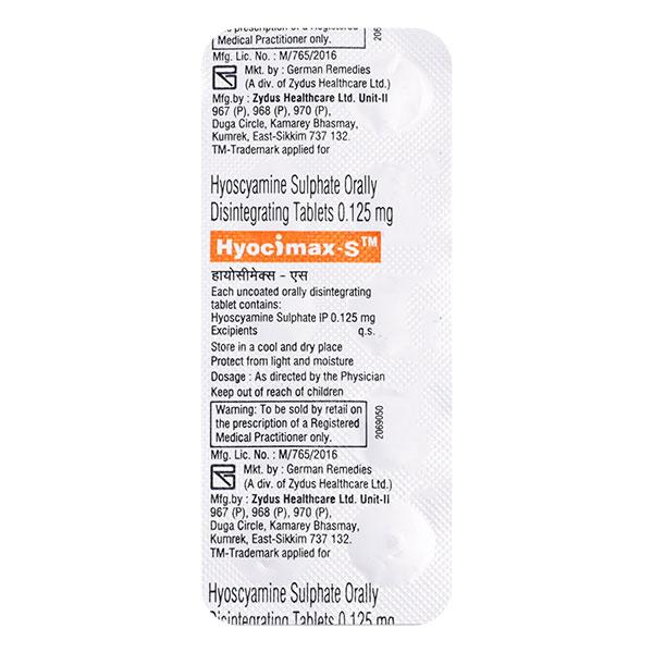 Hyocimax S Tablet 10'S - Price, Uses, Side Effects | Netmeds