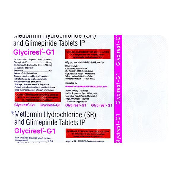 GLYCIREST G 1 Tablet 10's : Price, Uses, Side Effects | Netmeds