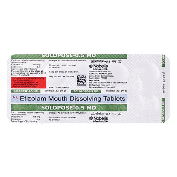 Solopose MD 0.5mg Tablet 10'S - Price, Uses, Side Effects, and ...