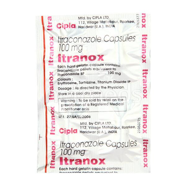 Itranox 100mg Capsule 4'S : Uses, Side Effects, Price | Netmeds