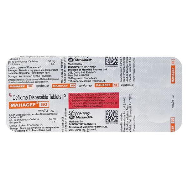 Mahacef 50mg Tablet 10'S : Price, Uses, Side Effects | Netmeds