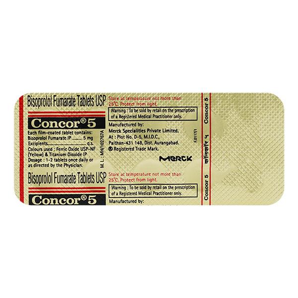 Concor 5mg Tablet 10'S - Price, Uses, Side Effects | Netmeds