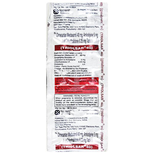 Triolsar 40mg Tablet 10'S : Price, Uses, Side Effects | Netmeds
