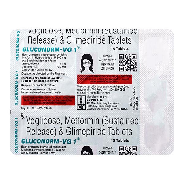 Gluconorm VG 1mg Tablet 15'S : Price, Uses, Side Effects | Netmeds