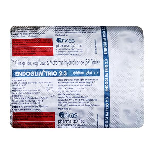 ENDOGLIM TRIO 2.3 Tablet 15's Price, Uses, Side effects, Substitutes ...