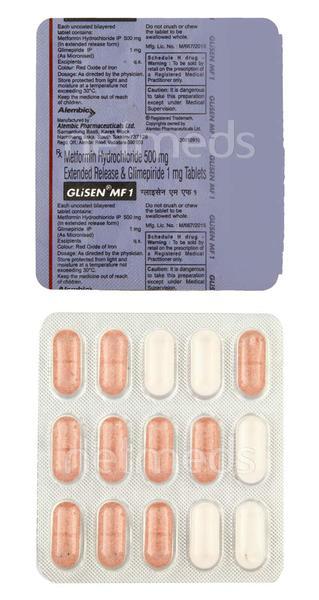 Glisen MF 1mg Tablet 15'S : Price, Uses, Side Effects | Netmeds
