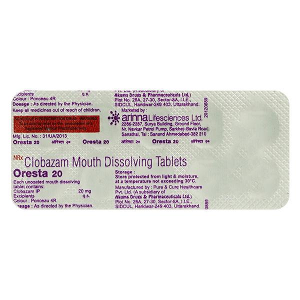 ORESTA 20mg Tablet 10's - Price, Uses, Side Effects, and Substitutes ...