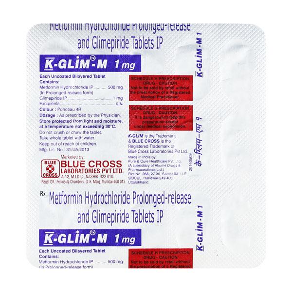 K Glim M 1mg Tablet 15'S : Price, Uses, Side Effects | Netmeds