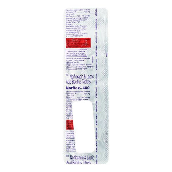 Norflox 400mg Tablet 10'S: Check Uses, Dosage, Price | Netmeds