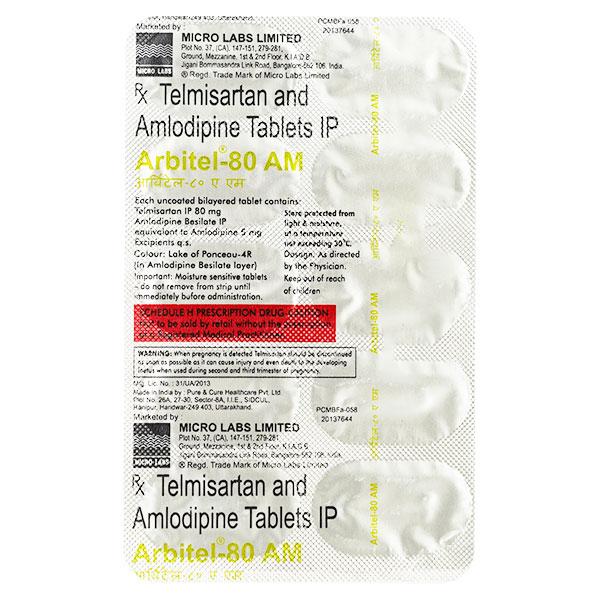 Arbitel AM 80mg Tablet 10'S : Price, Uses, Side Effects | Netmeds