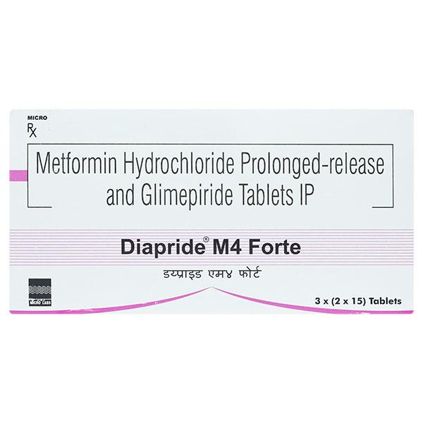 DIAPRIDE M4 FORTE Tablet 15's : Price, Uses, Side Effects | Netmeds