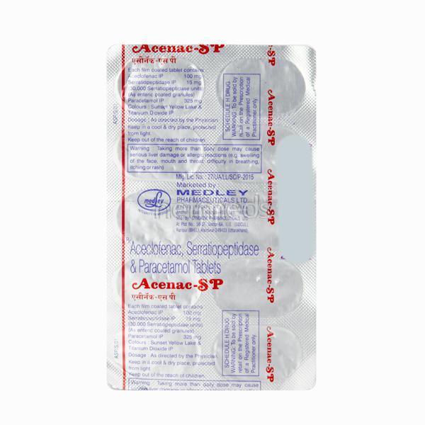 Buy Acenac SP Tablet 10'S Online at Upto 25% OFF | Netmeds