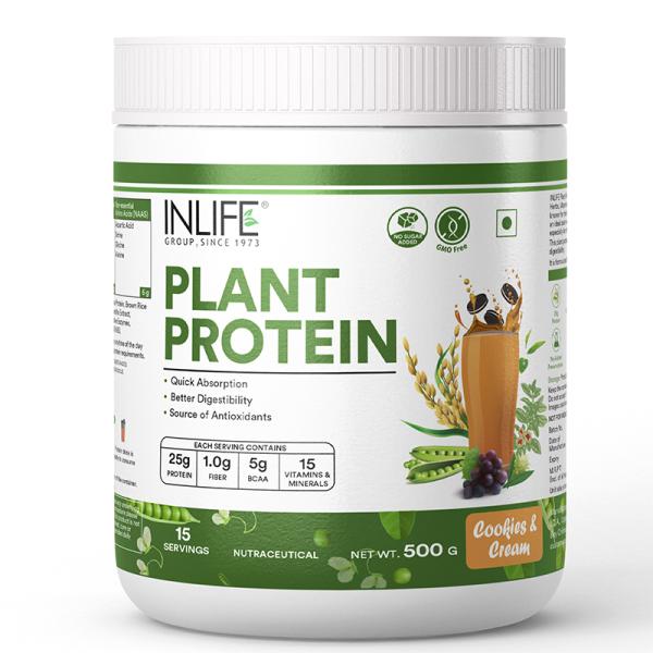 Inlife Vegan Plant Protein Powder - Cookies & Cream 500 gm Online at ...