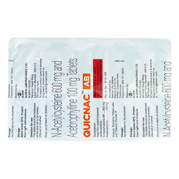 QUICNAC AB Tablet 10's Price, Uses, Side effects, Substitutes | Netmeds