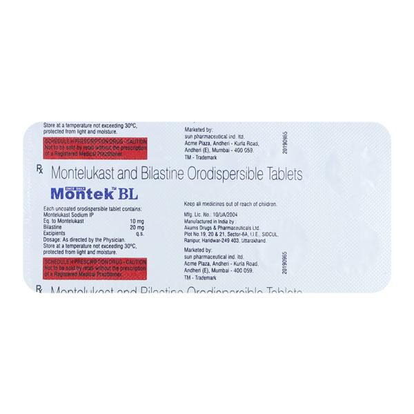 Buy MONTEK BL Tablet 10's Online at Upto 25% OFF | Netmeds
