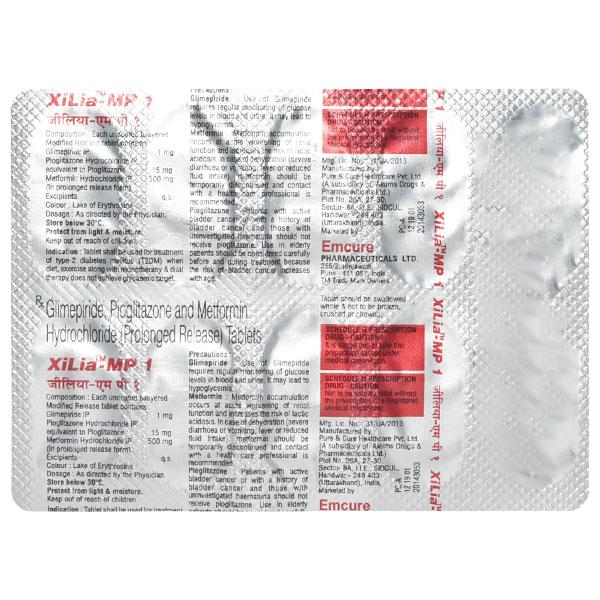 Xilia MP 1mg Tablet 10'S : Price, Uses, Side Effects | Netmeds