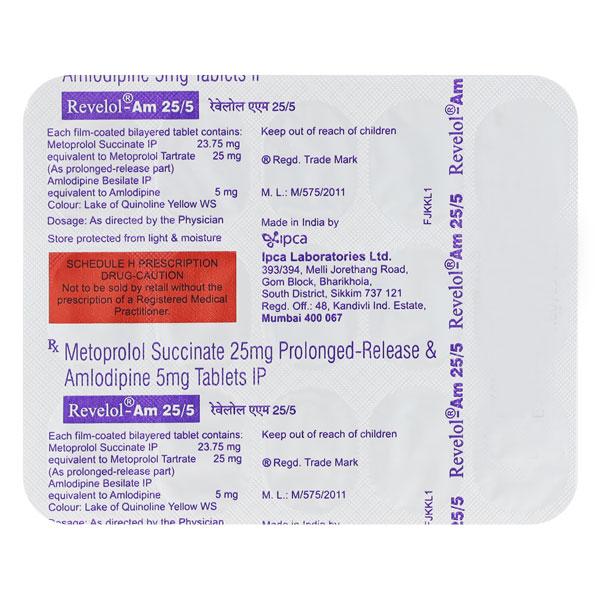 Revelol AM 25/5mg Tablet 15'S : Price, Uses, Side Effects | Netmeds